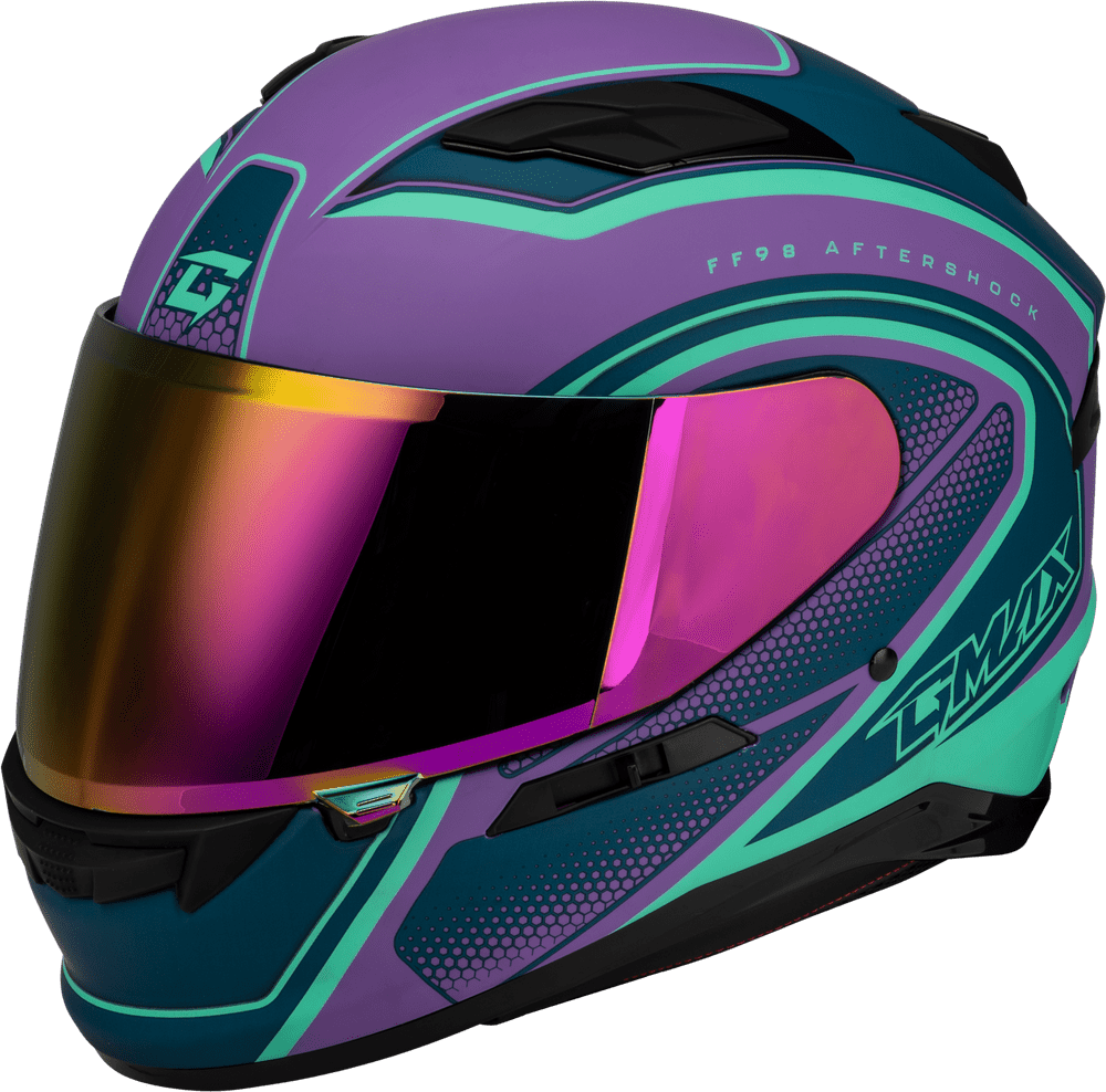 Gmax FF-98 Aftershock Purple Blue Full Face Motorcycle Helmet
