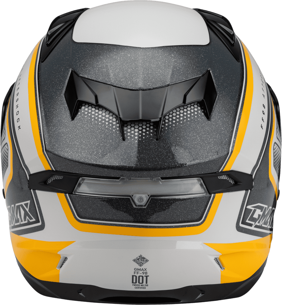 Gmax FF-98 Aftershock White-Metallic Silver Full Face Motorcycle Helmet - Team Motorcycle