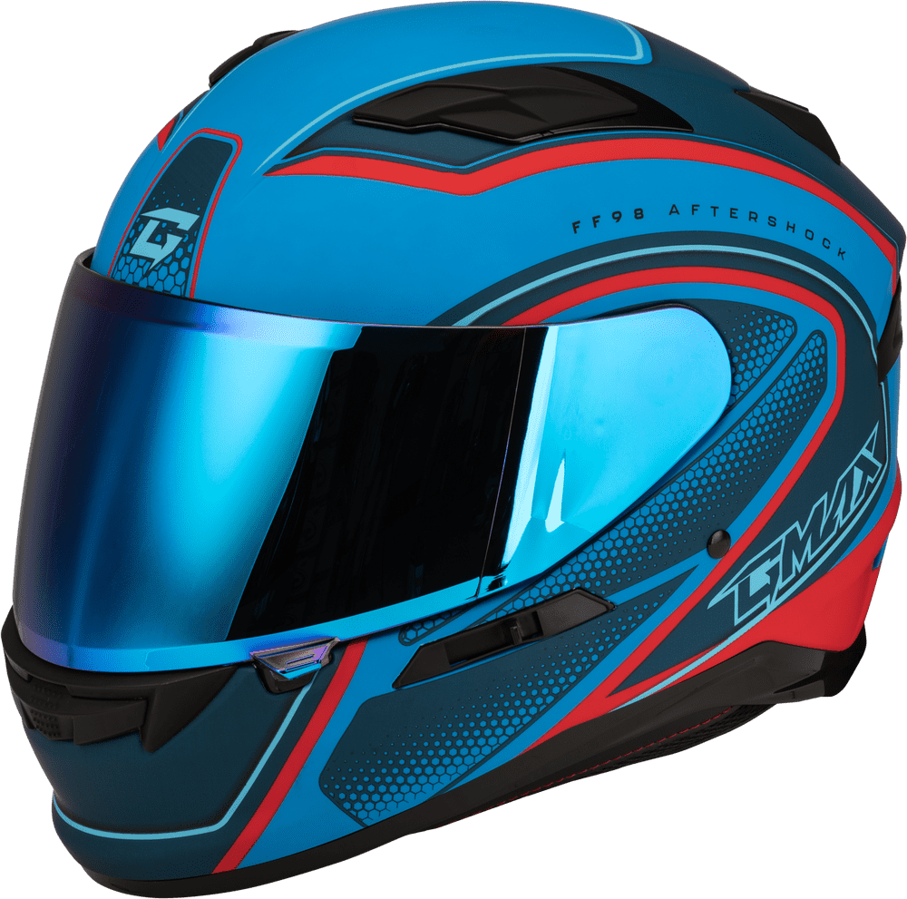 Gmax FF-98 Aftershock Matte Blue-Red Full Face Motorcycle Helmet - Team ...